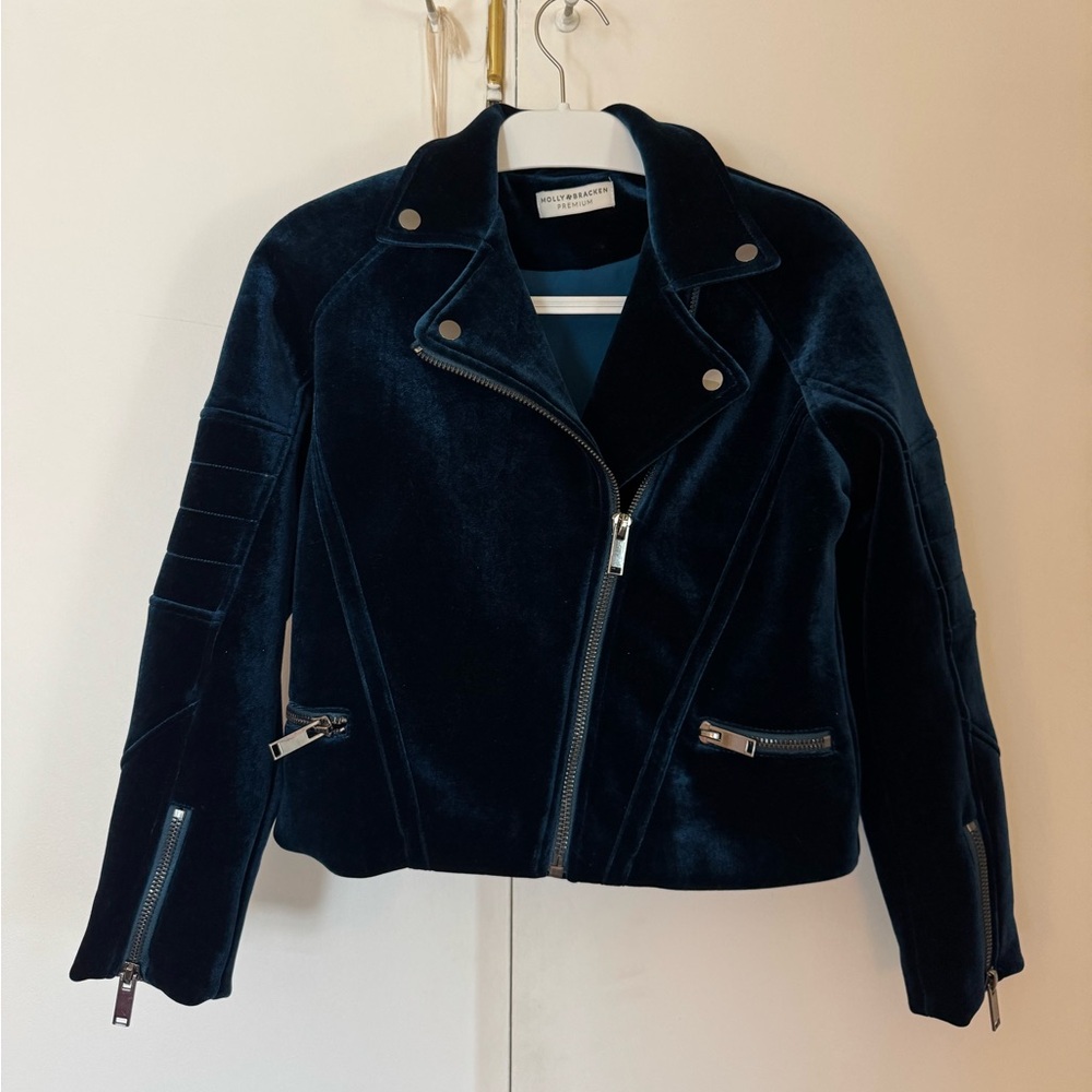 Blue Velvet Biker Jacket - Gem